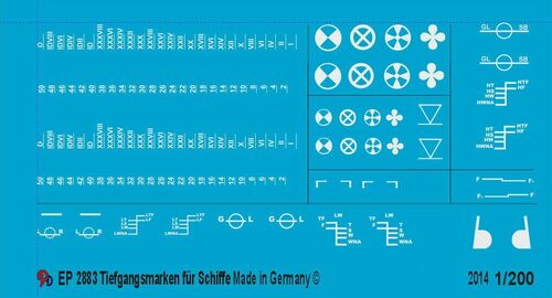 Peddinghaus-Decals 2883 Deep Markings For Ship Models In White Print