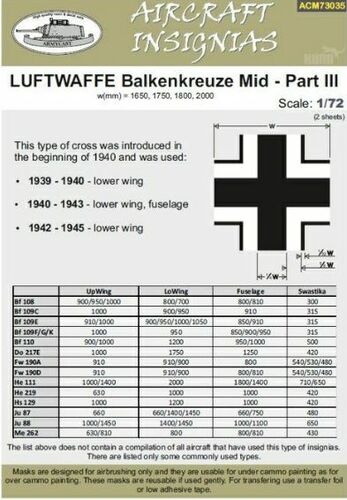 Armycast ACM73035 Luftwaffe Balkenkreuze Mid - Part III