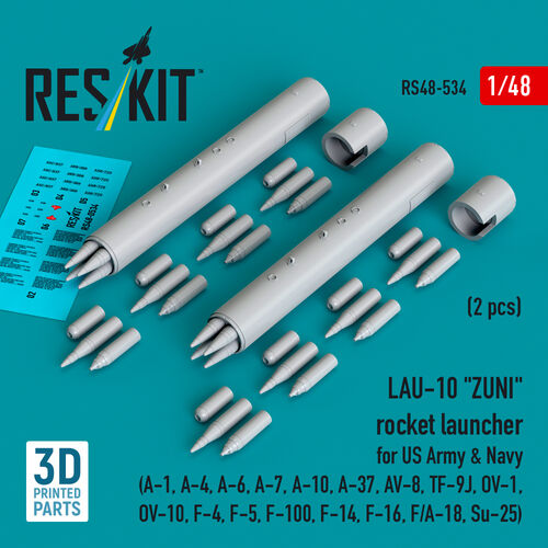 RES/KIT 48-0534 LAU-10 "ZUNI" Rocket Launcher for US Army & Navy (2 pcs / 3D Printed)
