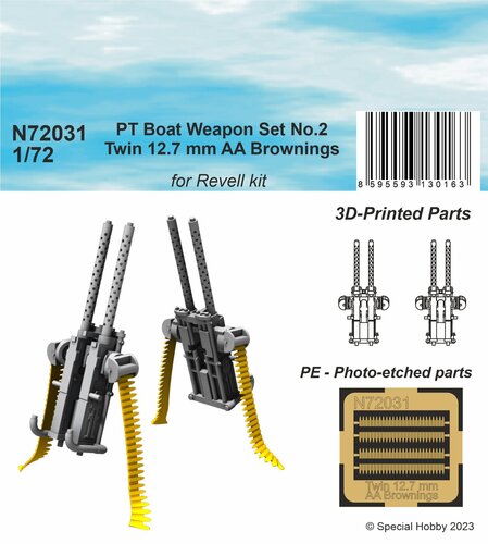 CMK KN72031 PT Boat Weapon Set No.2 - Twin 12.7 mm AA Brownings (2 printed pcs) (for revell kit)