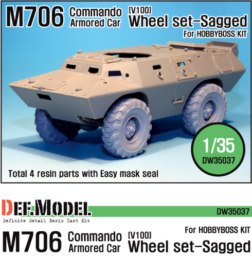 DEF Model DW35037 U.S M706(V100) Commando sagged wheel set (for Hobbyboss 1/35)