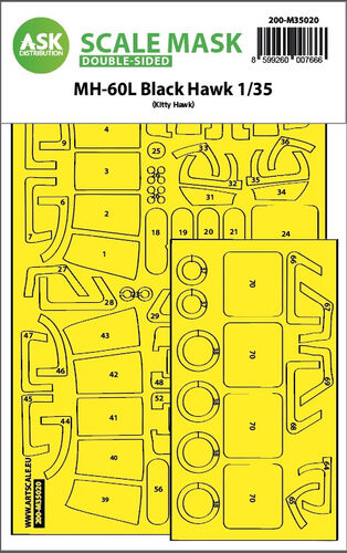 Art Scale Kit M35020 Sikorsky MH-60 L Black Hawk - double-sided express fit painting mask (for Kitty Hawk Models kits)