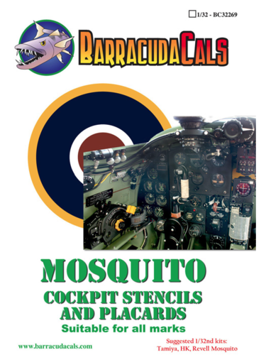 Barracuda Studios C32269 Mosquito Cockpit Stencils and Placards