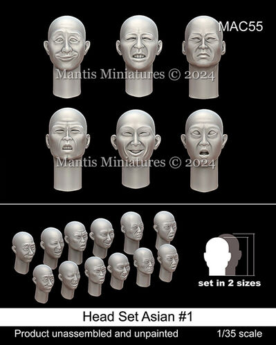 Mantis Miniatures MAC55 Head Set Asian #1