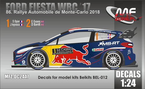 MF-Zone DC2447 Ford Fiesta WRC '17 S. Ogier - 85. Rallye Monte Carlo 2018 + maski do kalkomanii