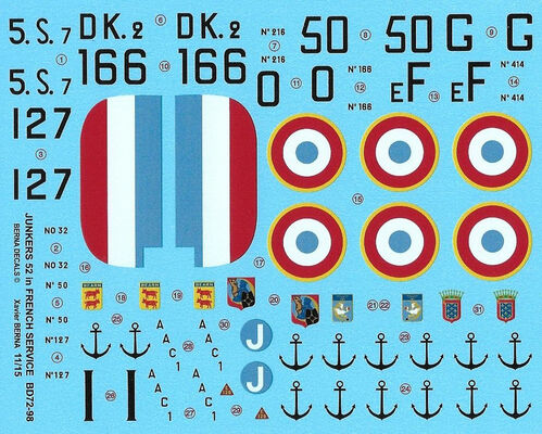 Berna Decals 72098R Junkers Ju-52/3m (AAC-1 'Toucan') French Navy and Air Force Decals