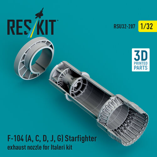 RES/KIT U32-0207 F-104 (A, C, D, J, G) 'Starfighter' Exhaust Nozzle For Italeri Kit (3D Printed)