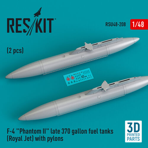 RES/KIT U48-0208 F-4 'Phantom II' Late 370 Gallon Fuel Tanks (Royal Jet) With Pylons (2 pcs)