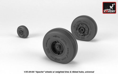 Armory Models Group AW35305 AH-64 Apache wheels w/ weighted tires, spoked hubs