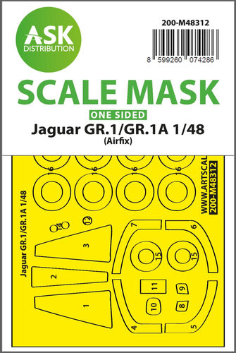 Art Scale Kit M48312 BAC/SEPECAT Jaguar GR.1 / GR.1A - Wheels and Canopy Frame Paint Mask outside only (for Airfix Kits)