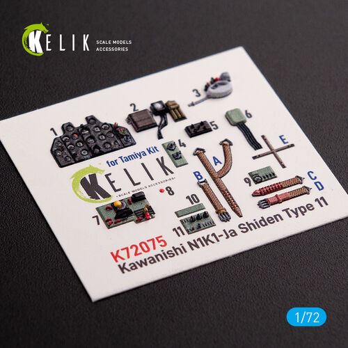 KELIK K72075 N1K1-Ja Shiden Type 11 Interior 3D Decals For Tamiya Kit