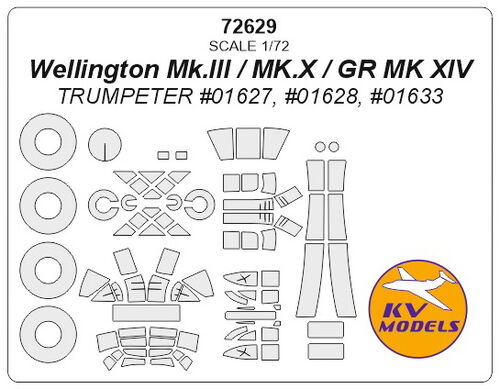KV Models 72629 Wellington Mk.III / MK.X / GR MK XIV (TRUMPETER) + wheels masks