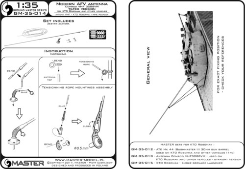 Master GM-35-014 Antena Comrod VHF3088VM - używana na KTO Rosomak i innych pojazdach (1 szt.) - wersja z wygiętą podstawą