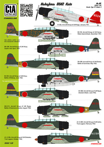 CtA Cut then Add 063 Nakajima B5N2 Type 97 Kate - January 1941 - October 1944 (11 markings)