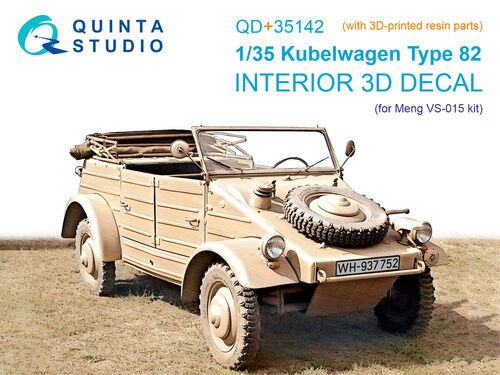 Quinta Studio QD+35142 Kubelwagen Type 82 - 3D-Printed & Coloured Interior on Decal Paper with 3D-Printed Resin Parts (for Meng VS-015 Kit)
