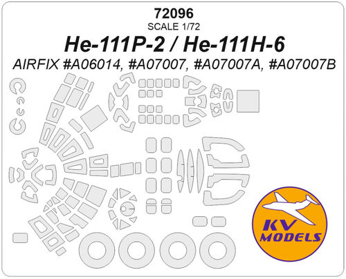 KV Models 72096 Heinkel He-111 P-2 / H-6 - Painting Masks (for Airfix A07007 / A06014 Kits)