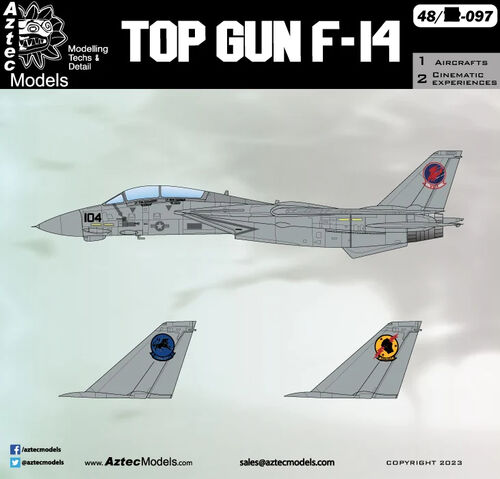 Aztec 48D097 Grumman F-14B Tomcat 'Top Gun' - F-14s from the movies: 1986 'Top Gun' & 2022 'Top Gun: Maverick'