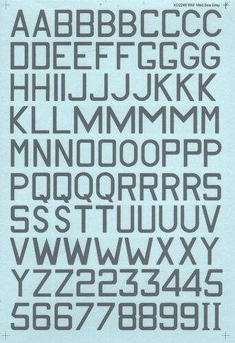 Xtradecal 48022 24 and 30 inches RAF Code Letters and Numbers - Medium Sea Grey (two decal sheets)