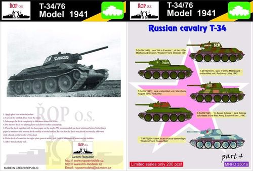 Ropos Models MNFDT35016 T-34/76 Model 1941 - Russian cavalry T-34