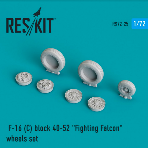 RES/KIT 72-0025 General Dynamics F-16 (C) block 40-52 "Fighting Falcon" wheels set