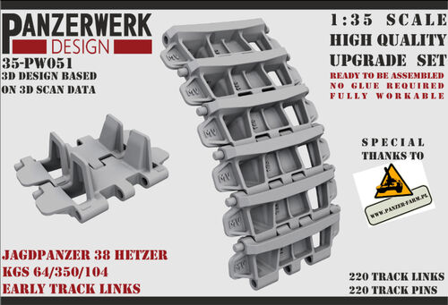 Panzerwerk Design 35-PW051 Jagdpanzer 38 Hetzer KGS 64/350/104 Early Track Links
