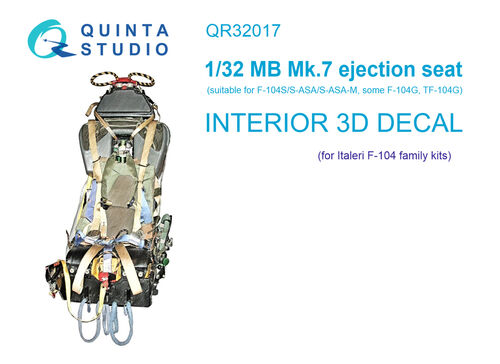 Quinta Studio QR32017 F-104 family - MB Mk.7 Ejection Seat Interior 3D Decal (for Italeri kits)