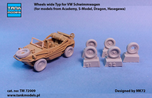 Tank Models Hobby Shop TM72009 Wheels for VW Schwimmwagen wide Typ