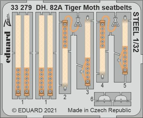 Eduard 33279 DH. 82A Tiger Moth seatbelts STEEL ICM
