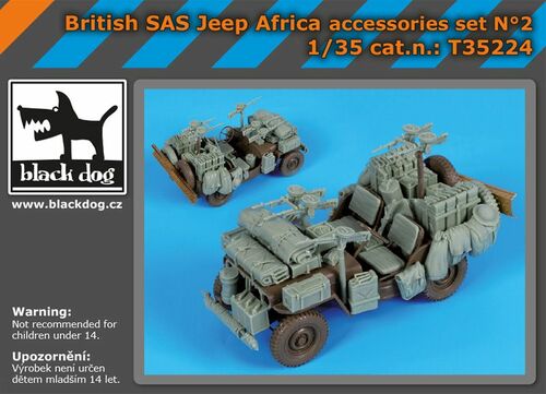 Black Dog T35224 British SAS jeep Africa accessories set for Tamiya