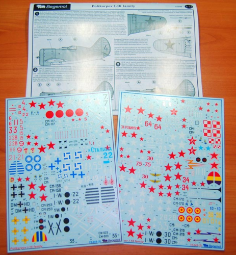 Begemot Decals 72-043 Polikarpov I-16