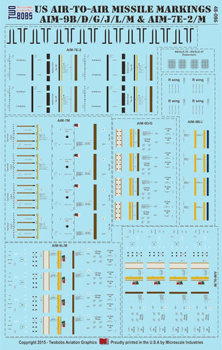 Two Bobs 48086 US Air-to-Air Missile Markings for AIM-9 B/D/G/J/L/M and AIM-7E-2/M
