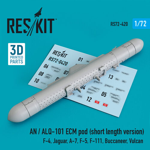 RES/KIT 72-0420 AN / ALQ-101 ECM Pod (Short Length Version) (F-4, Jaguar, A-7, F-5, F-111, Buccaneer, Vulcan) (3D Printing)