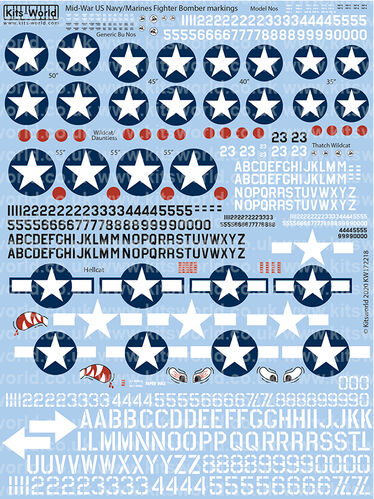 Kits World 172218 US Navy and US Marines Planes General Markings (1942-1944)