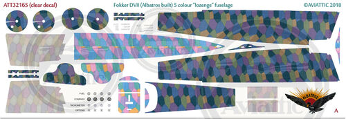 Aviattic ATT32165 Fokker D.VII (Albatros built) - 5 colour 'lozenge' fuselage