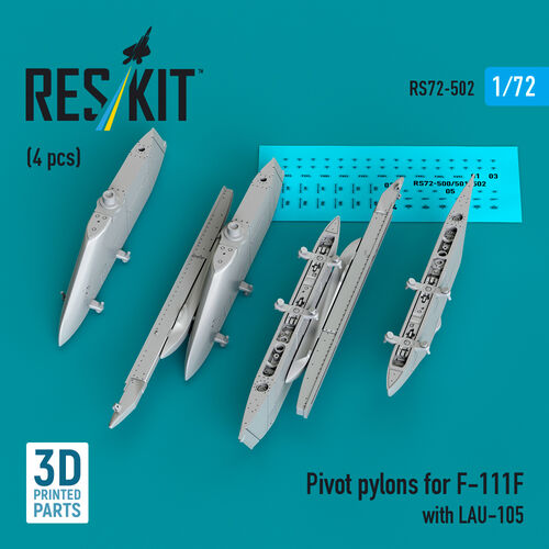 RES/KIT 72-0502 Pivot Pylons For F-111F With LAU-105 (4pcs) (3D Printed)