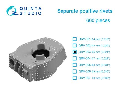 Quinta Studio QRV003 Separate Positive Rivets - 0.6mm (0.024") / 660 pcs