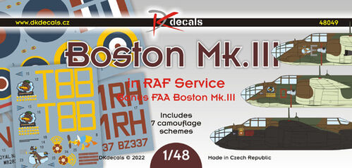 DKdecals 48049 Boston Mk.III in RAF Service Bonus FAA Boston Mk.III