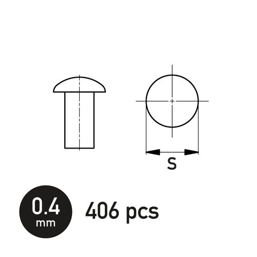 GasHans NB12002 Flat Spherical Rivet 0.4 mm