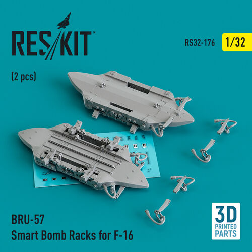 RES/KIT 32-0176 BRU-57 Smart Bomb Racks For F-16 (2pcs) (3D Printed)