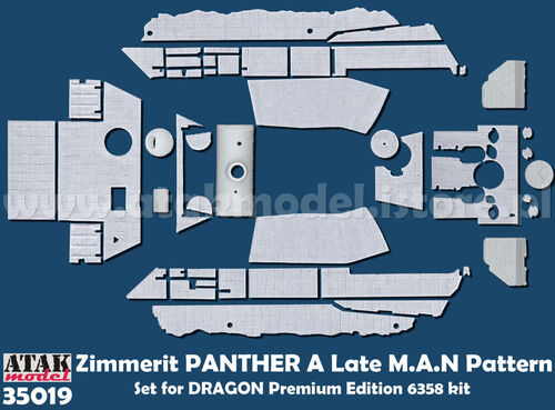 Atak Model 35019 Zimmerit Panther A Late - MAN Pattern (for Dragon kits)