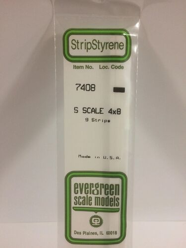 Evergreen 07408 "O" Scale Polystyrene Strip (35 cm) 1,57 x 3,20 mm (4 x 8) (1 pc)