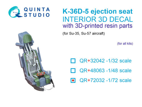 Quinta Studio QR+72032 K-36D-5 Ejection Seat - for Su-35, Su-57 aircraft (for all kits)
