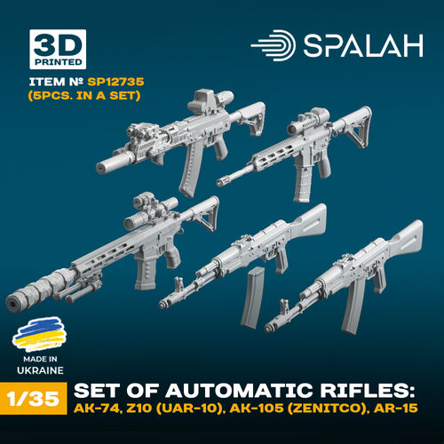 Spalah 12735 Set Of Automatic Rifles - AK-74, AK-74 Without Magazine, Z10 (UAR-10), AK-105 (Zenitco), AR-15 (5pcs)