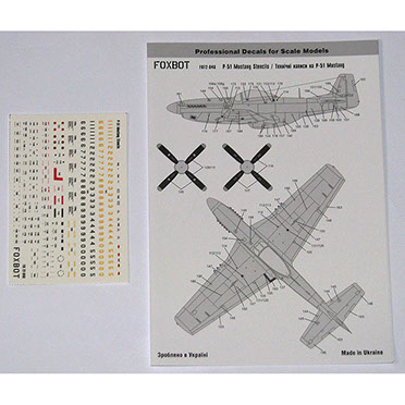 FOXBOT 72-046 Stencils for P-51 Mustang