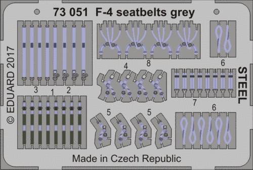 Eduard 73051 F-4 seatbelts grey STEEL