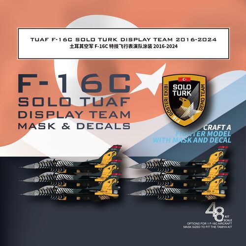 Galaxy-Model G48102 TUAF F-16C Solo Turk Display Team 2016-2024 Mask & Decals (For Tamiya 61106)