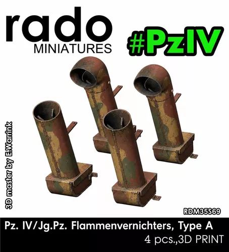 Rado Miniatures 35S69 Flammenvernichters Type A for Panzer IV Series (4 pcs / 3D Printed)