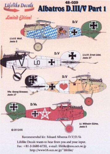 Lifelike Decals 48039 Albatros D.III/D.V Part 1 (4 schemes)