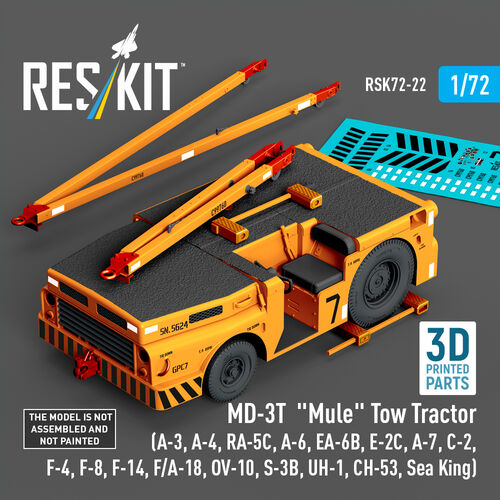 RES/KIT K72-0022 MD-3T 'Mule' Tow Tractor (A-3, A-4, RA-5C, A-6, EA-6B, E-2C, A-7, C-2, F-4, F-8, F-14, F/A-18, OV-10, S-3B, UH-1, CH-53, Sea King) (3D Printed Model Kit)