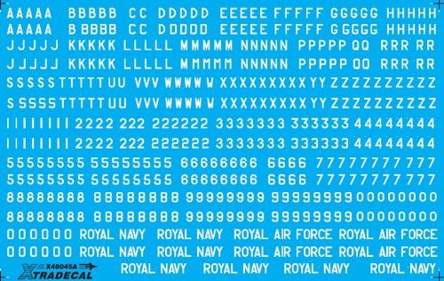 Xtradecal 48045 RAF White Letters, Numerals 4', 8' and 12' and Titles